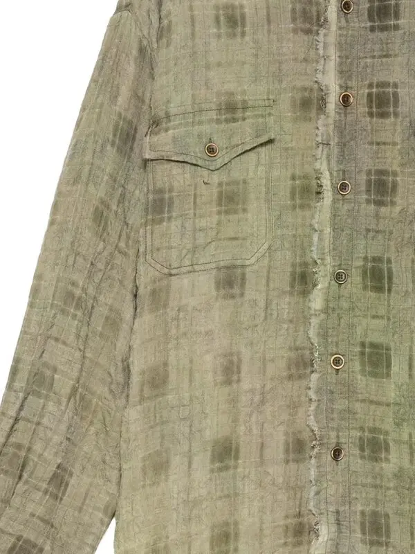 UMA WANG Checked Frayed-edge Shirt