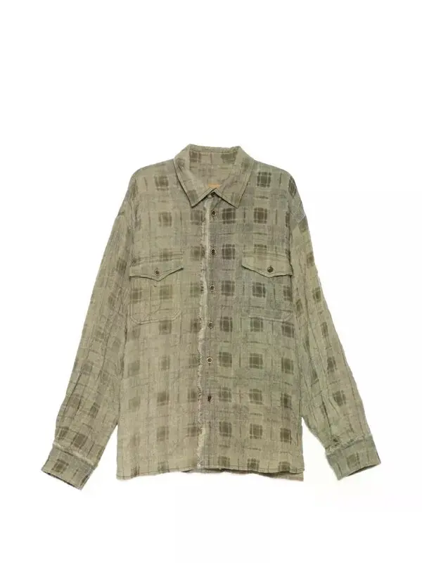 UMA WANG Checked Frayed-edge Shirt