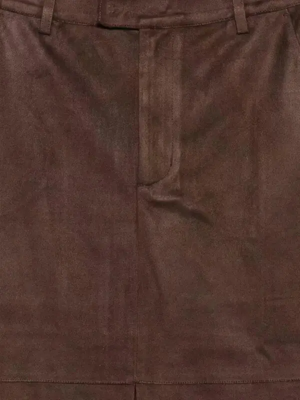 ELEH Suede-effect Front-slit Midi Skirt