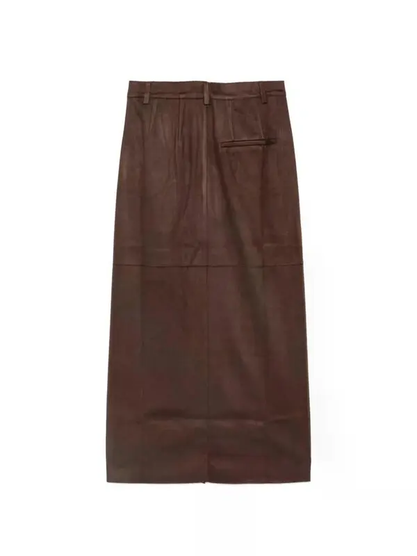 ELEH Suede-effect Front Slit Midi Skirt