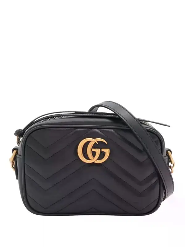 Gucci 2000-2015 Mini Gg Marmont Matelasse Leather Crossbody Bag - Black