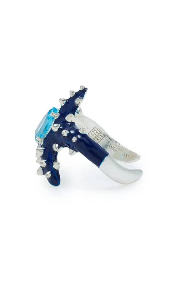 Bea Bongiasca Stella Sterling Silver Topaz And Enamel Ring
