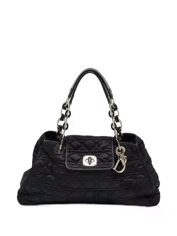Dior 2009 Cannage Charm Lock Shoulder Bag - Black