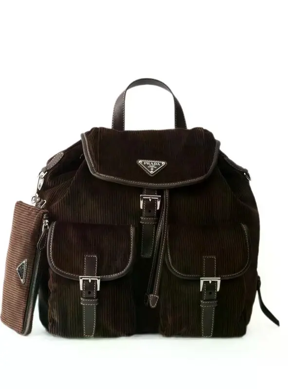 Prada Medium Corduroy And Leather Backpack