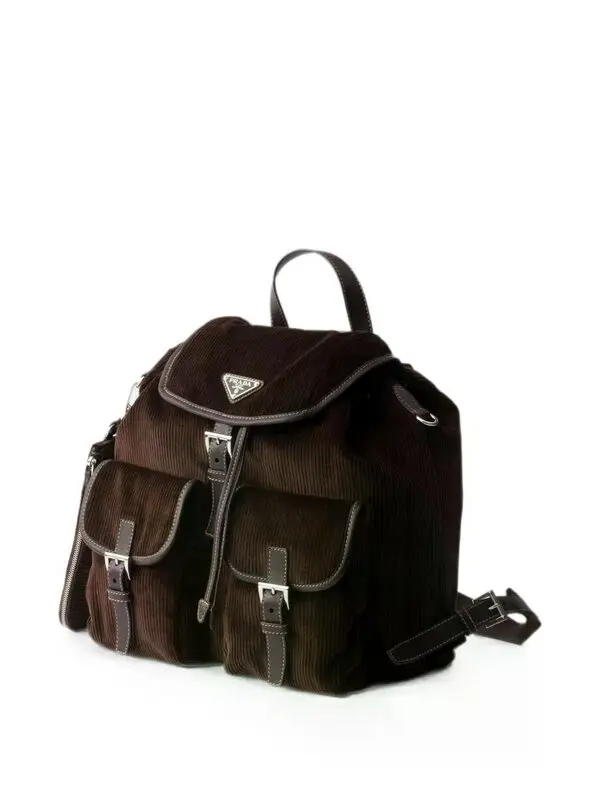 Prada Medium Corduroy And Leather Backpack