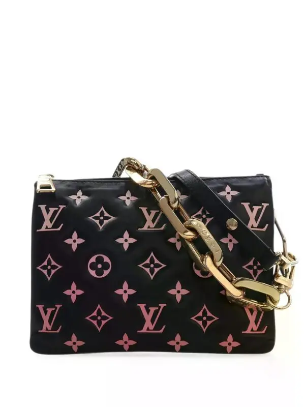 LOUIS VUITTON 2021-2026 Bicolor Monogram Embossed Lambskin Coussin Bb Satchel