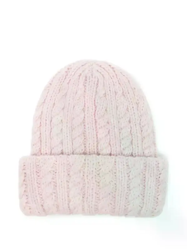 Moncler Cable Knit Beanie Hat - Pink