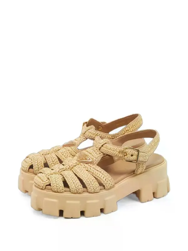 Prada Monolith Raffia Sandals