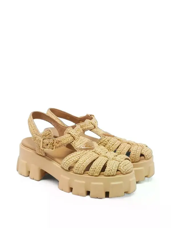 Prada Monolith Raffia Sandals