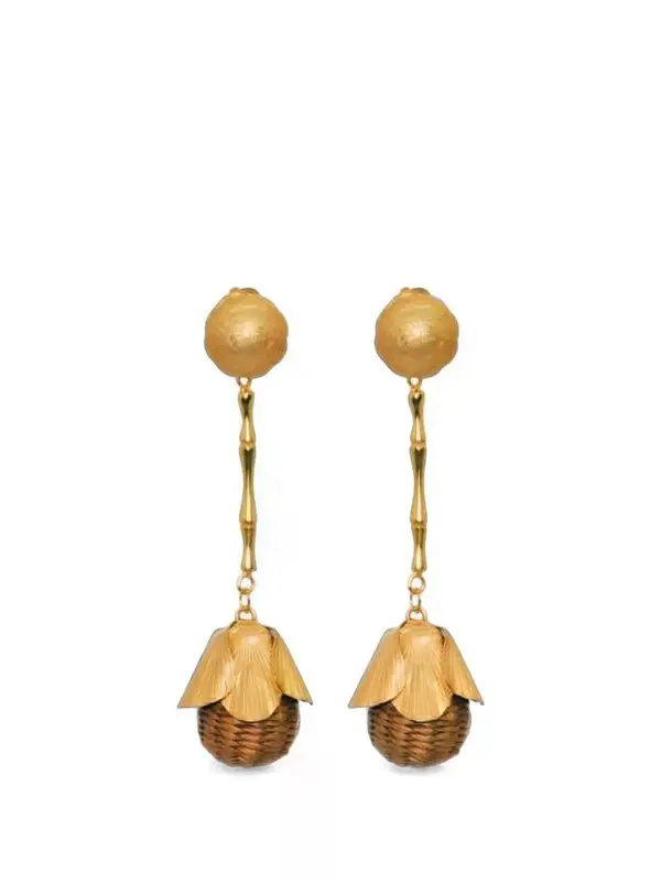 Johanna Ortiz Tone Woven Floral Pendant Drop Earrings