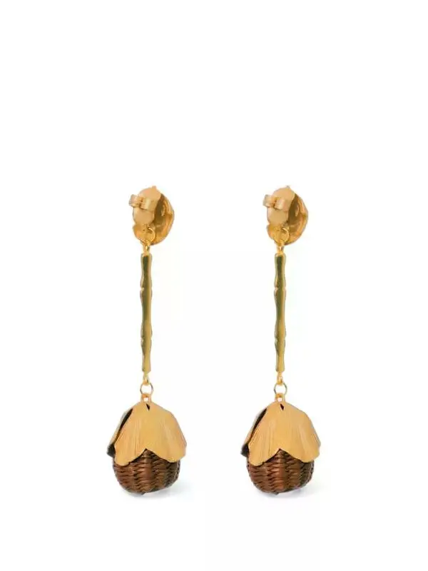 Johanna Ortiz Tone Woven Floral Pendant Drop Earrings