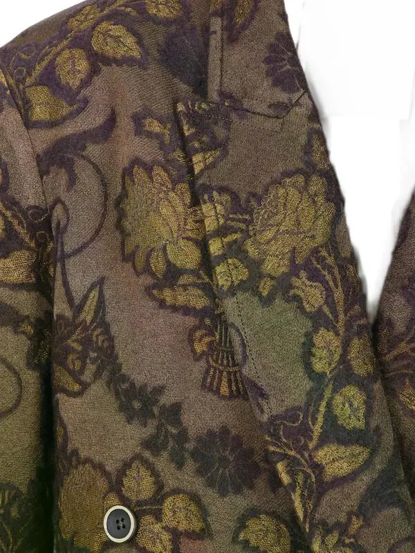 UMA WANG Floral-jacquard Double-breasted Coat