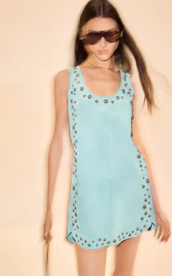 Alexis Maryn Genuine Suede Mini Dress - Blue