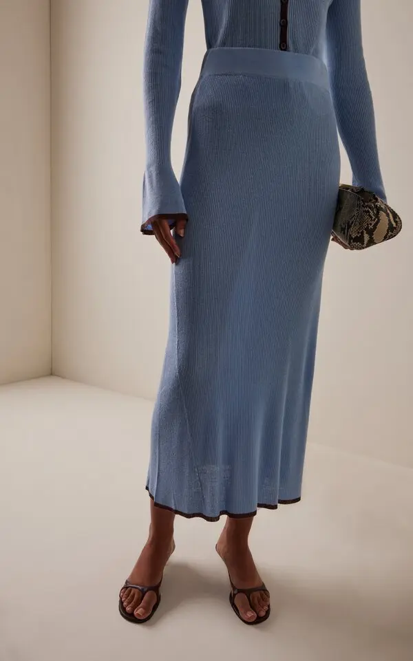 THIRD FORM Bound Knit Midi Skirt - Blue