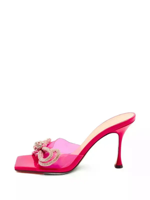 Mach & Mach Double Bow Crystal-embellished Stiletto Sandals - Pink