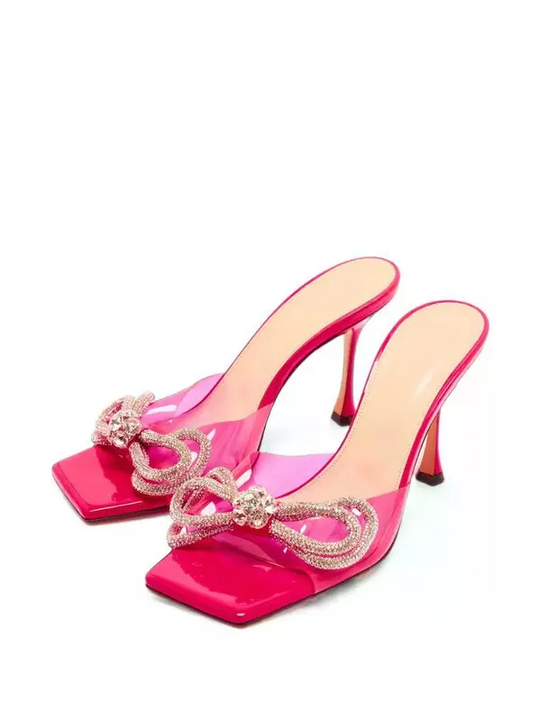 Mach & Mach Double Bow Crystal-embellished Stiletto Sandals - Pink