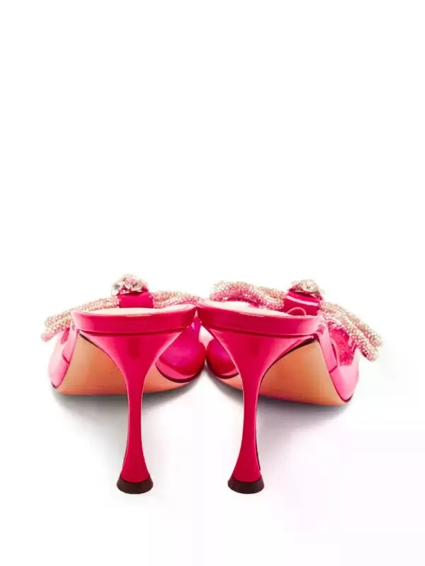 Mach & Mach Double Bow Crystal-embellished Stiletto Sandals - Pink