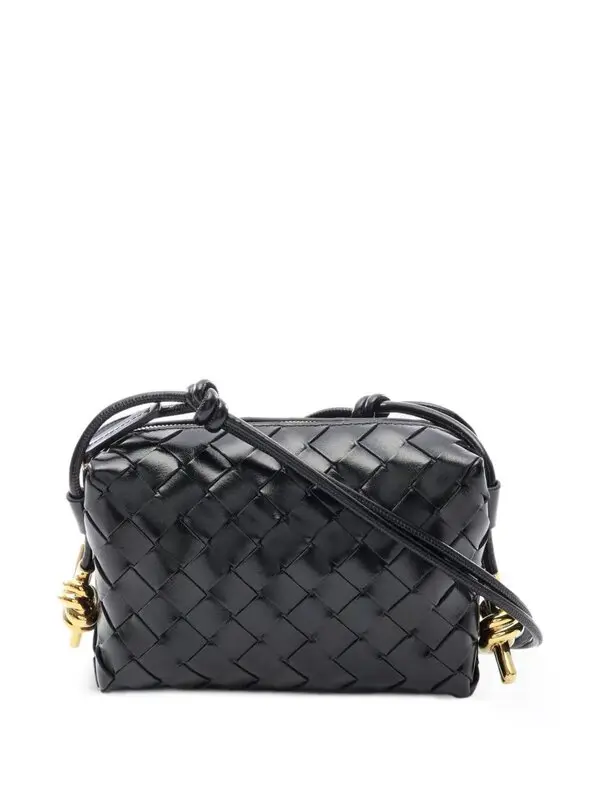 Bottega Veneta Mini Intrecciato Loop Cross Body Bag - Black