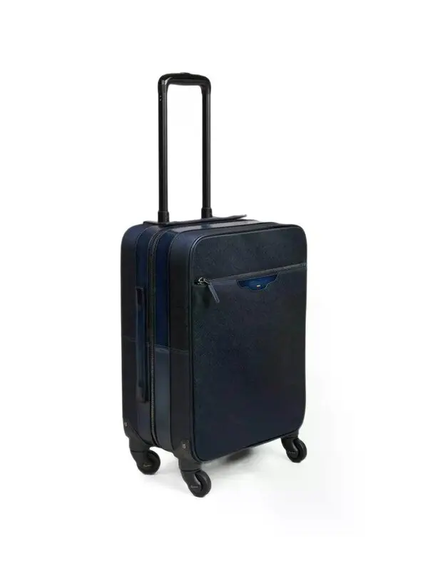 Santoni Textured Calf Leather Travel Suitcase