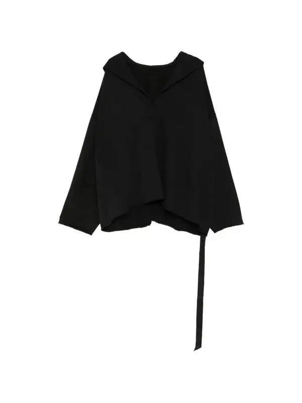 Rick Owens V-neck Asymmetric Hoodie - Black