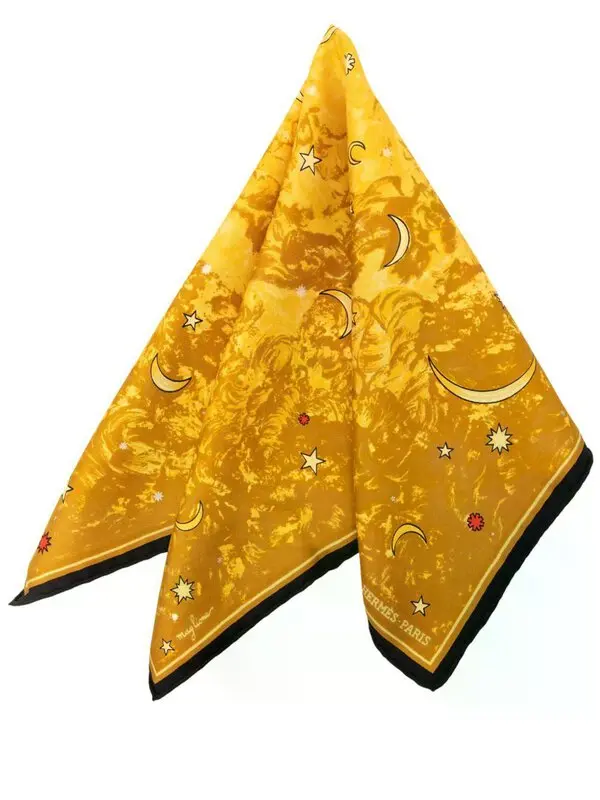 Hermès 1990-2010 Annee Des Etoiles Pocket Square Silk Scarf 45 Scarves - Yellow