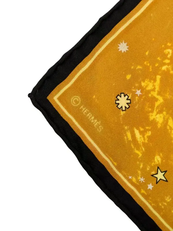 Hermès 1990-2010 Annee Des Etoiles Pocket Square Silk Scarf 45 Scarves - Yellow