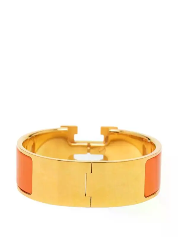 Hermès Wide Enamel "h" Clasp Bracelet - Gold