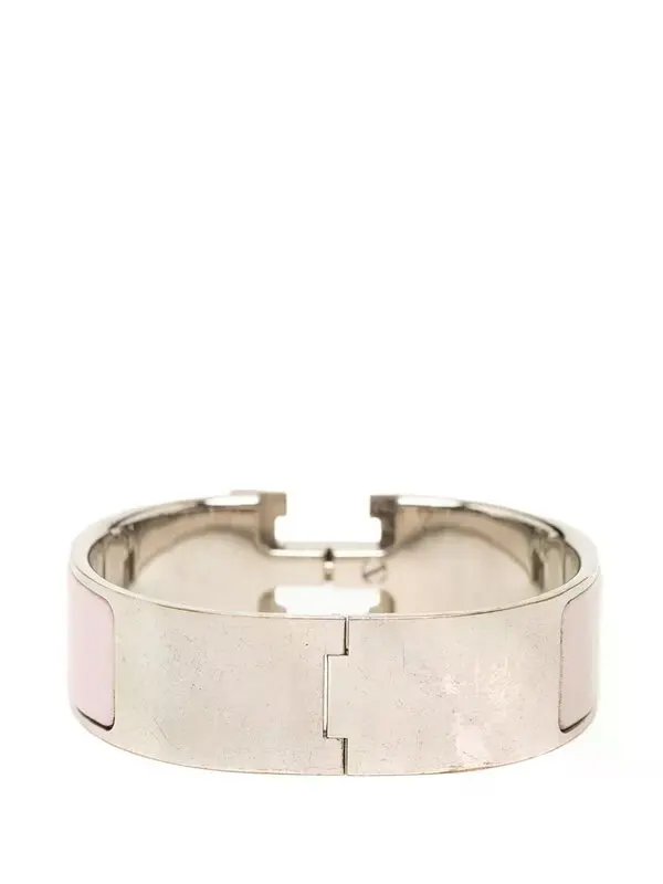 Hermès Enamel And Palladium Plated Metal Clic Clac H Bracelet Pm - Pink