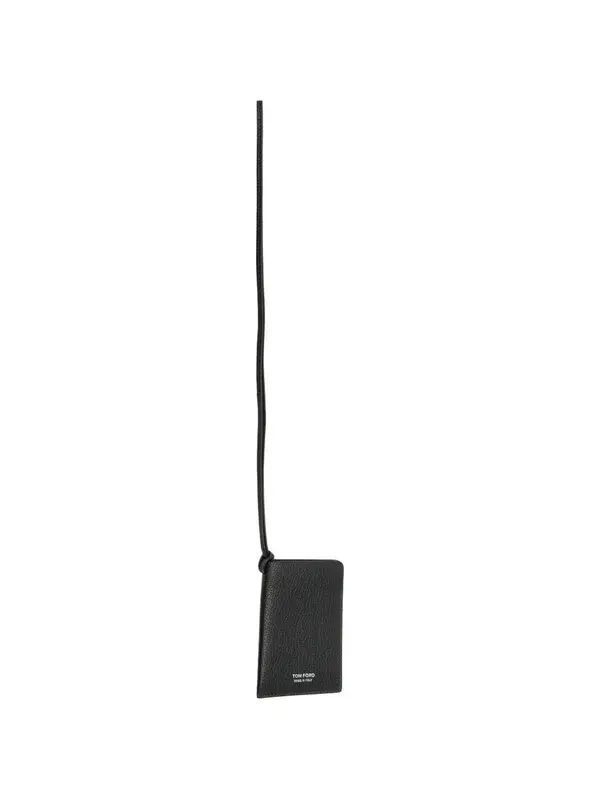 TOM FORD Neck-strap Leather Cardholder - Black
