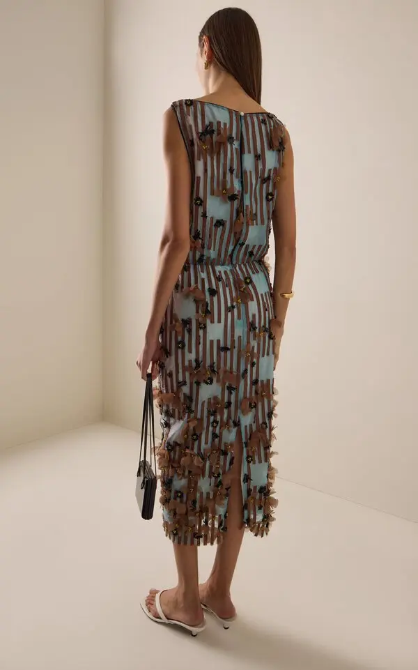 Rachel Comey Chelsea Midi Dress With Embroidered Floral Appliques