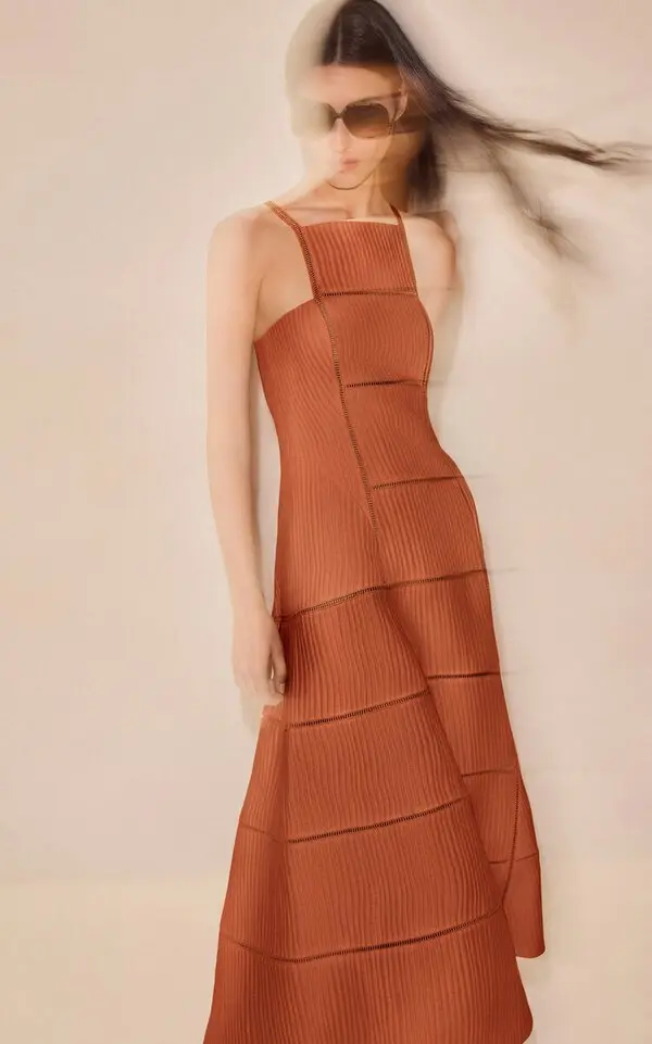 Alexis Adine Linen-silk Midi Dress - Brown