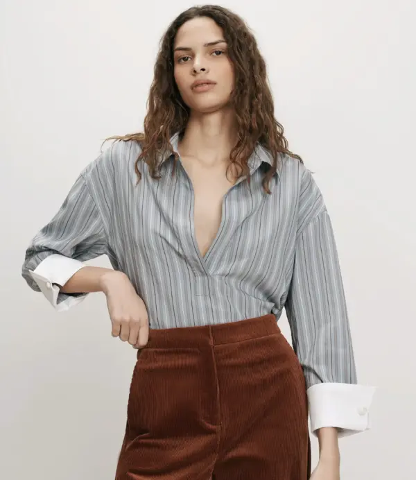Veronica Beard Draymond Striped Shirt - Blue River Multi