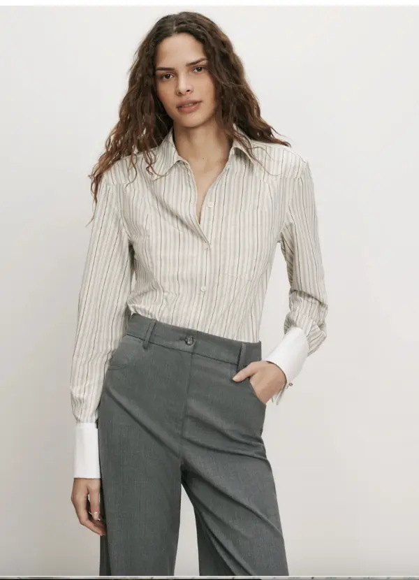 Veronica Beard Rourke Button-down Shirt - Ecru Multi