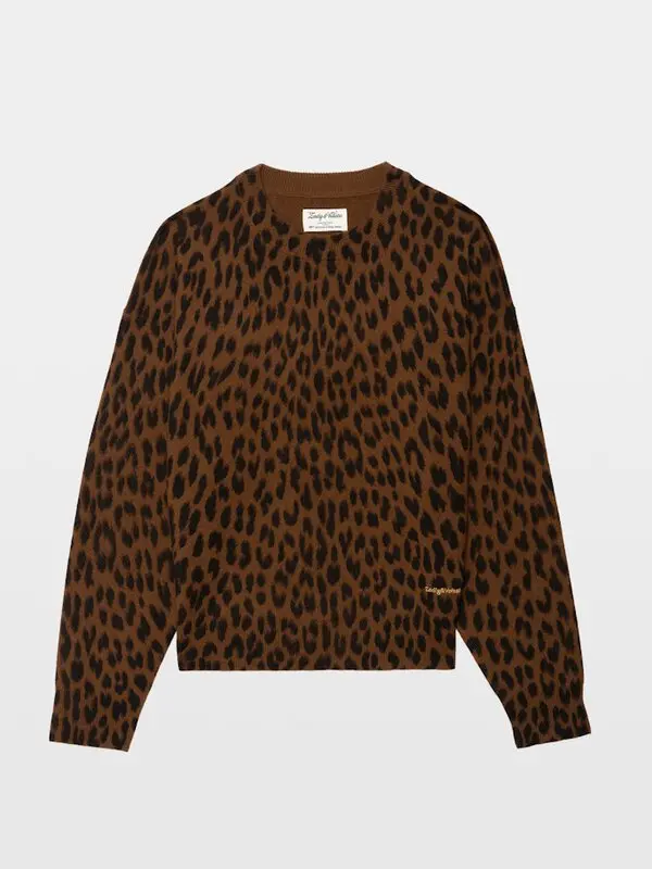 Zadig&Voltaire Soulo Leopard Print Wool & Cashmere Crew Neck Sweater