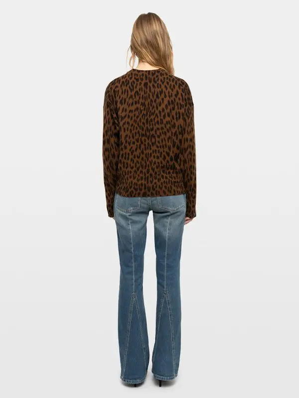 Zadig&Voltaire Soulo Leopard Print Wool & Cashmere Crew Neck Sweater