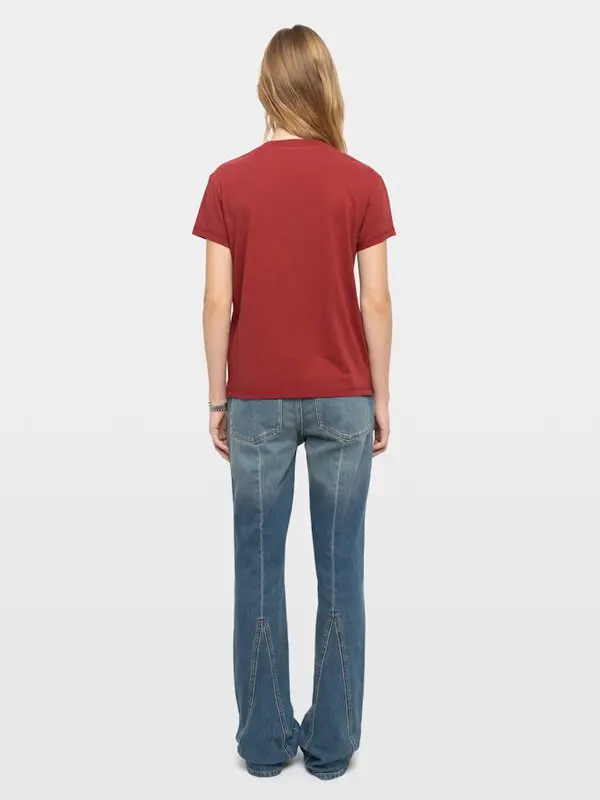 Zadig&Voltaire Walk Cotton T-shirt With Snake Print And Rhinestones