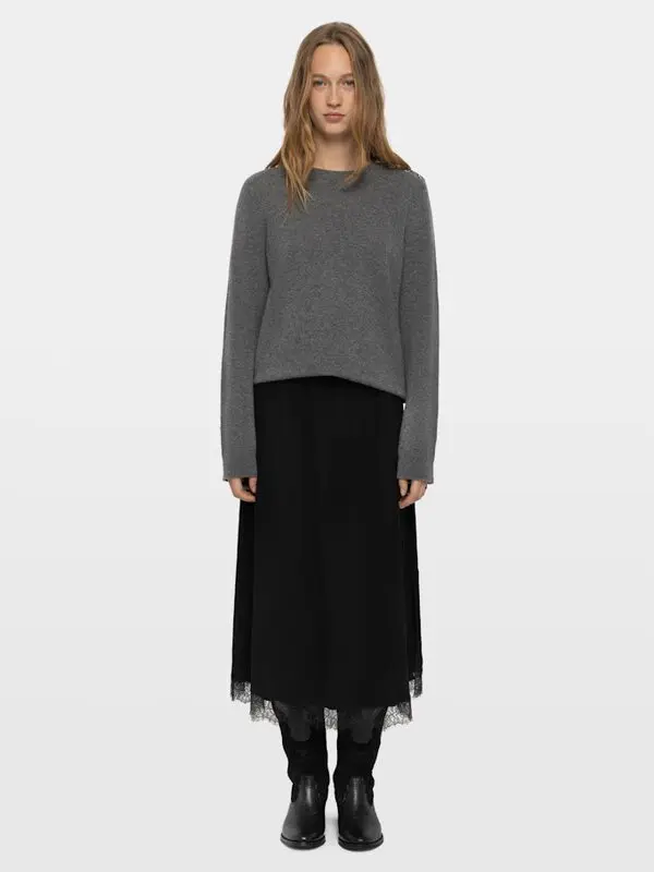 Zadig&Voltaire Jarvis Midi Skirt With Lace Detail - Black