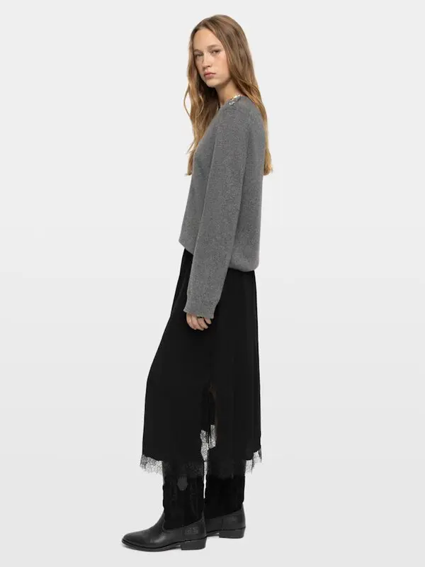 Zadig&Voltaire Jarvis Midi Skirt With Lace Detail - Black