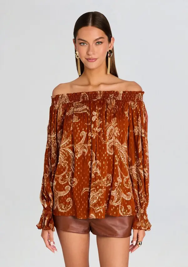 Hemant & Nandita Leya Smocked Off Shoulder Top - Multi
