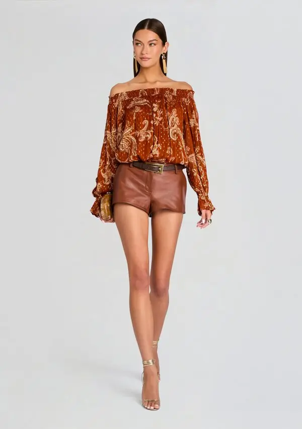 Hemant & Nandita Leya Smocked Off Shoulder Top