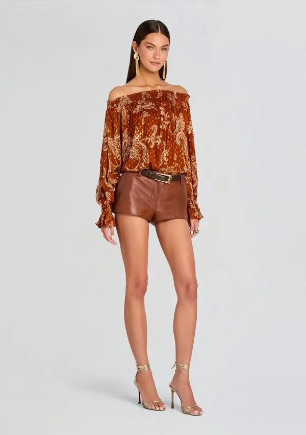 Hemant & Nandita Leya Smocked Off Shoulder Top