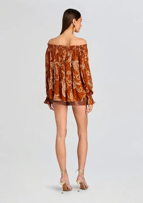 Hemant & Nandita Leya Smocked Off Shoulder Top