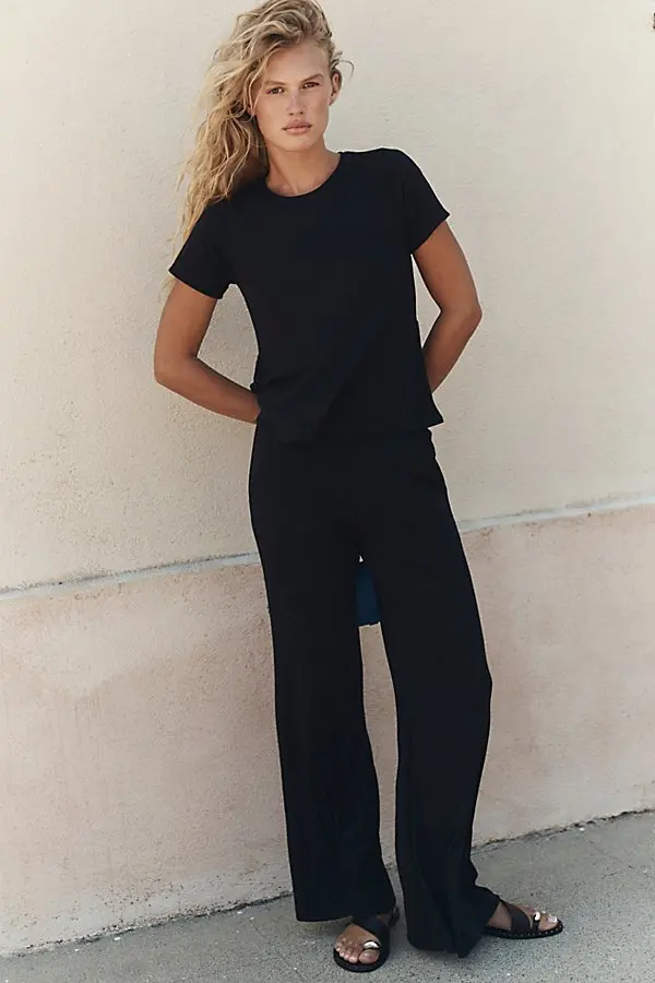 Free People Peplum Tee And Flare Pant Set