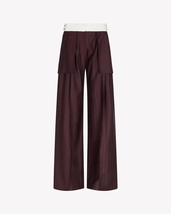 Serena Bute Wool Pinstripe Inside Out Trouser - Red