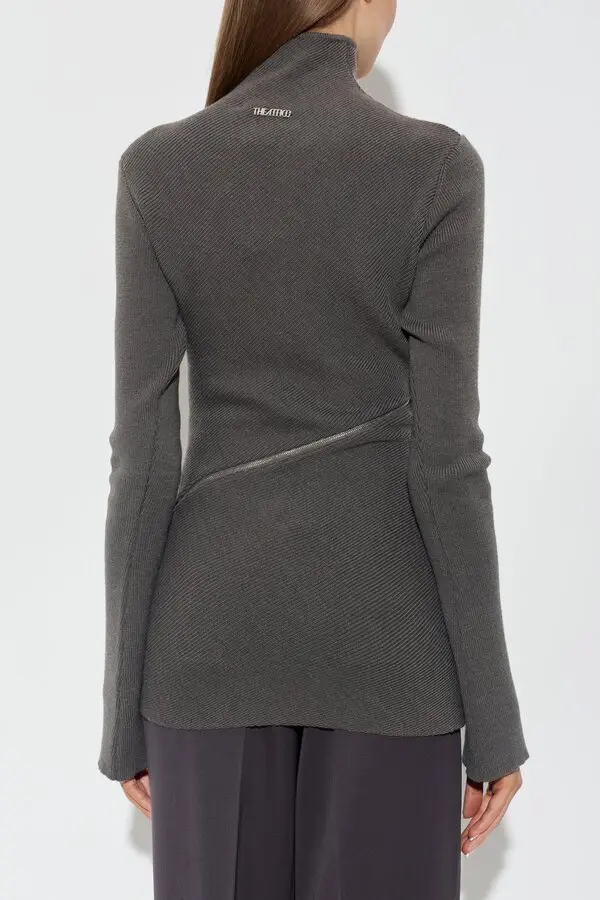 Attico Turtleneck Sweater With Decorative Zippers