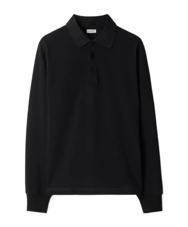 Burberry Long-sleeve Cotton Polo Shirt - Black