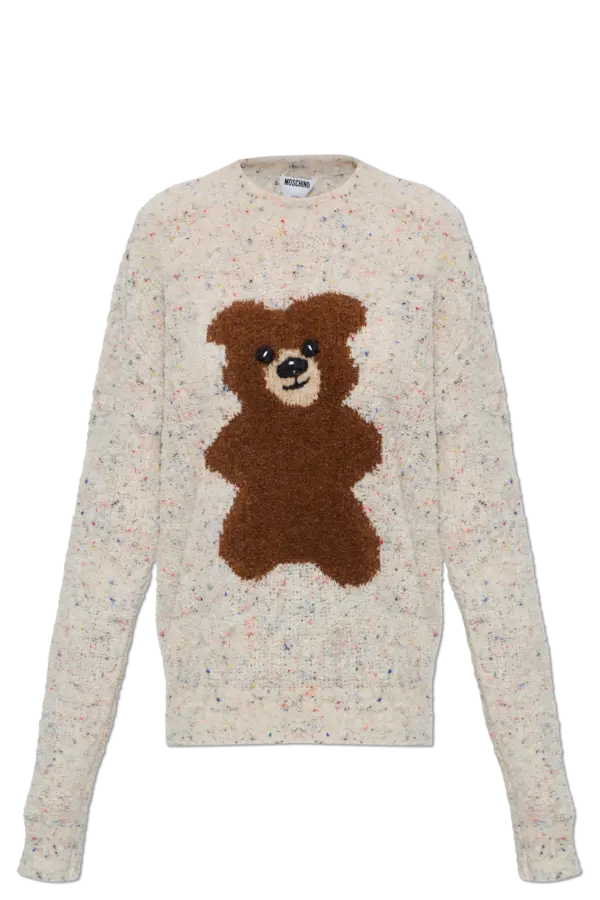 Moschino Sweater With Bear Applique - Cream