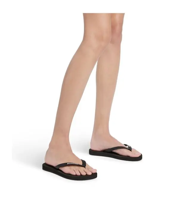 Balenciaga Logo Printed Thong Sandals