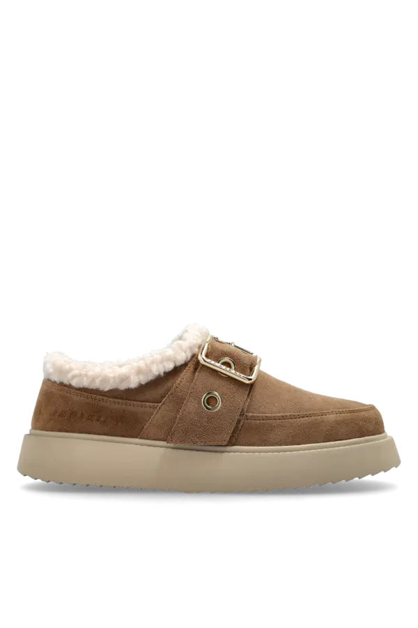 Inuikii Micro Buckle' Suede Mules With Faux Fur Lining