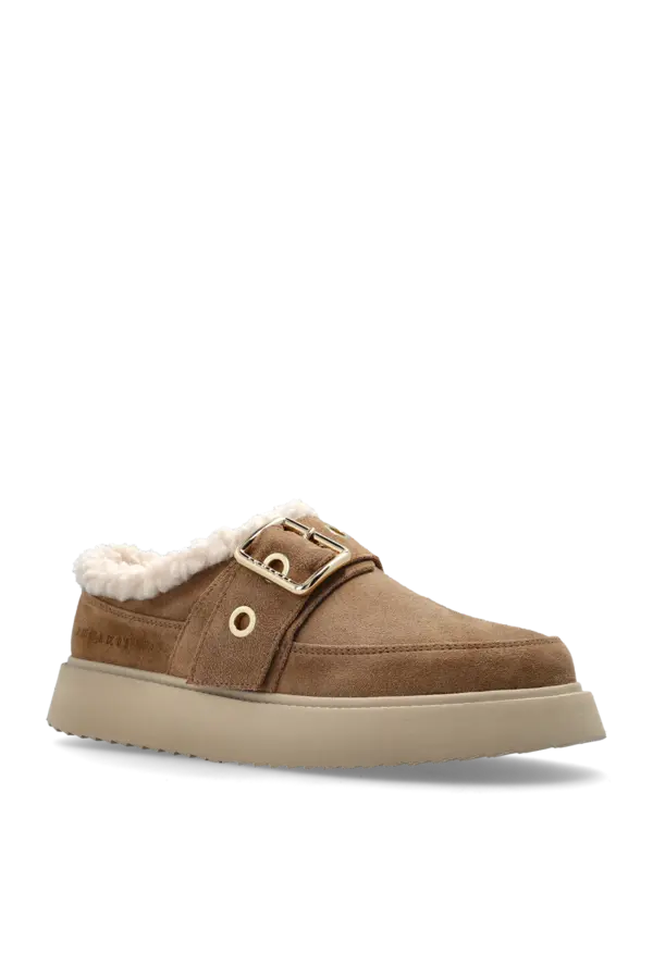 Inuikii Micro Buckle' Suede Mules With Faux Fur Lining